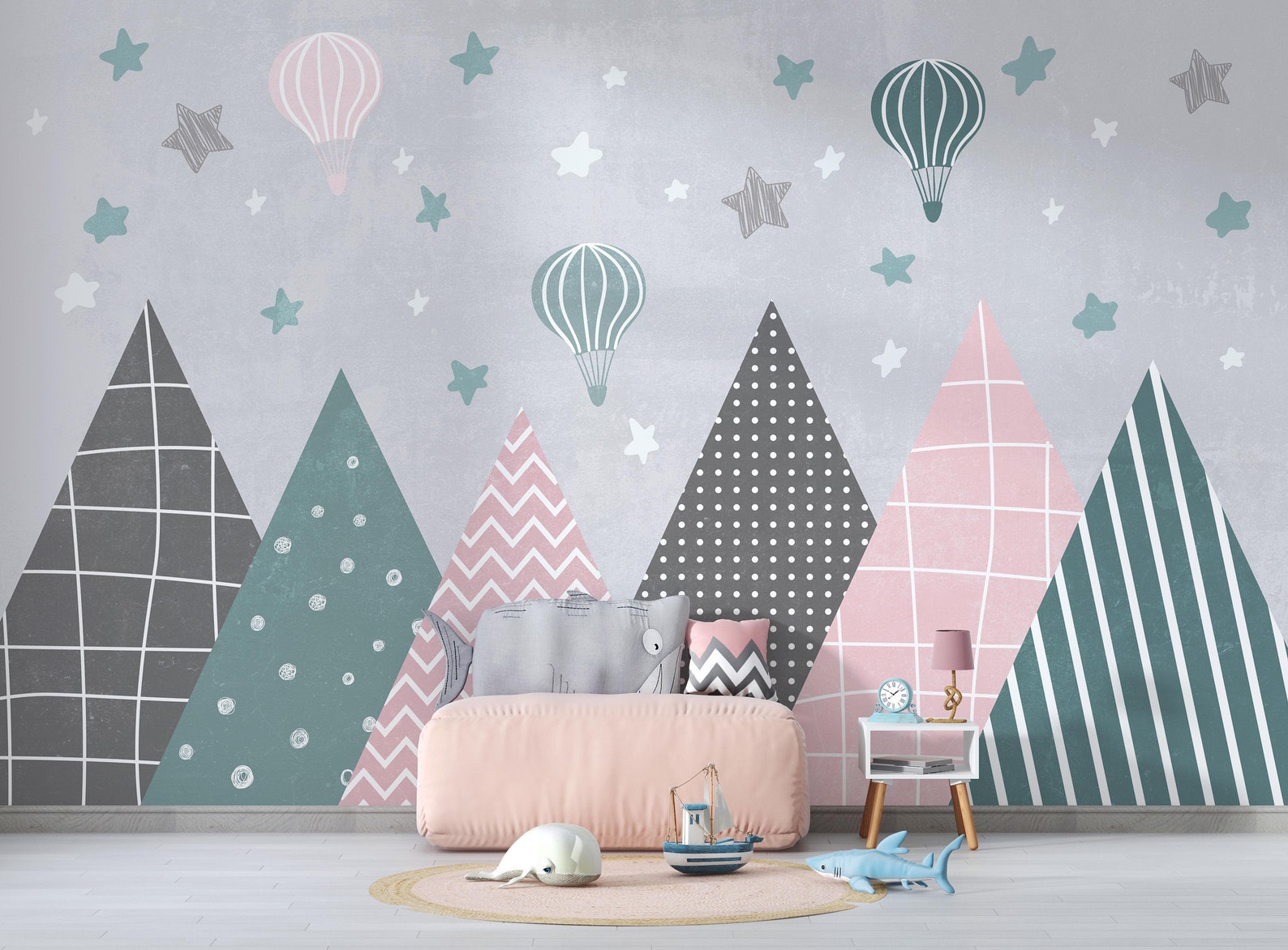 Geometric Shape Triangle Mountains Stars Air Balloons - Etsy