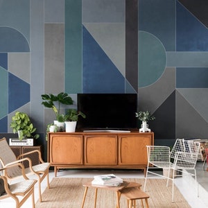 Half Circle Trapezoid Geometric Shapes Wallpaper Self Adhesive Peel ...