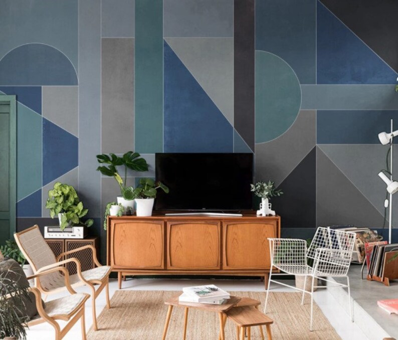 Half Circle Trapezoid Geometric Shapes Wallpaper Self Adhesive - Etsy