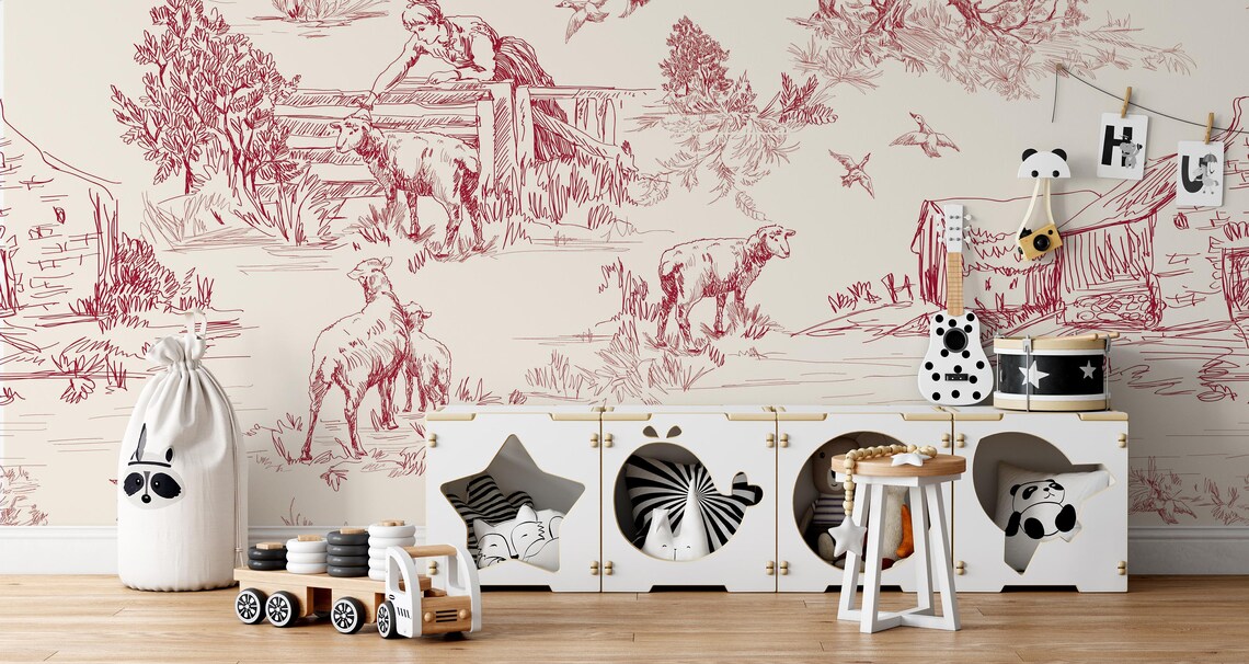 Pattern Scenes of Countryside Life With House Sheeps People | Etsy