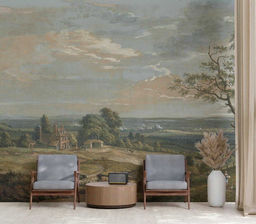 Classic Countryside Wallpaper Mural A Distant View of Maidstone Scenic ...