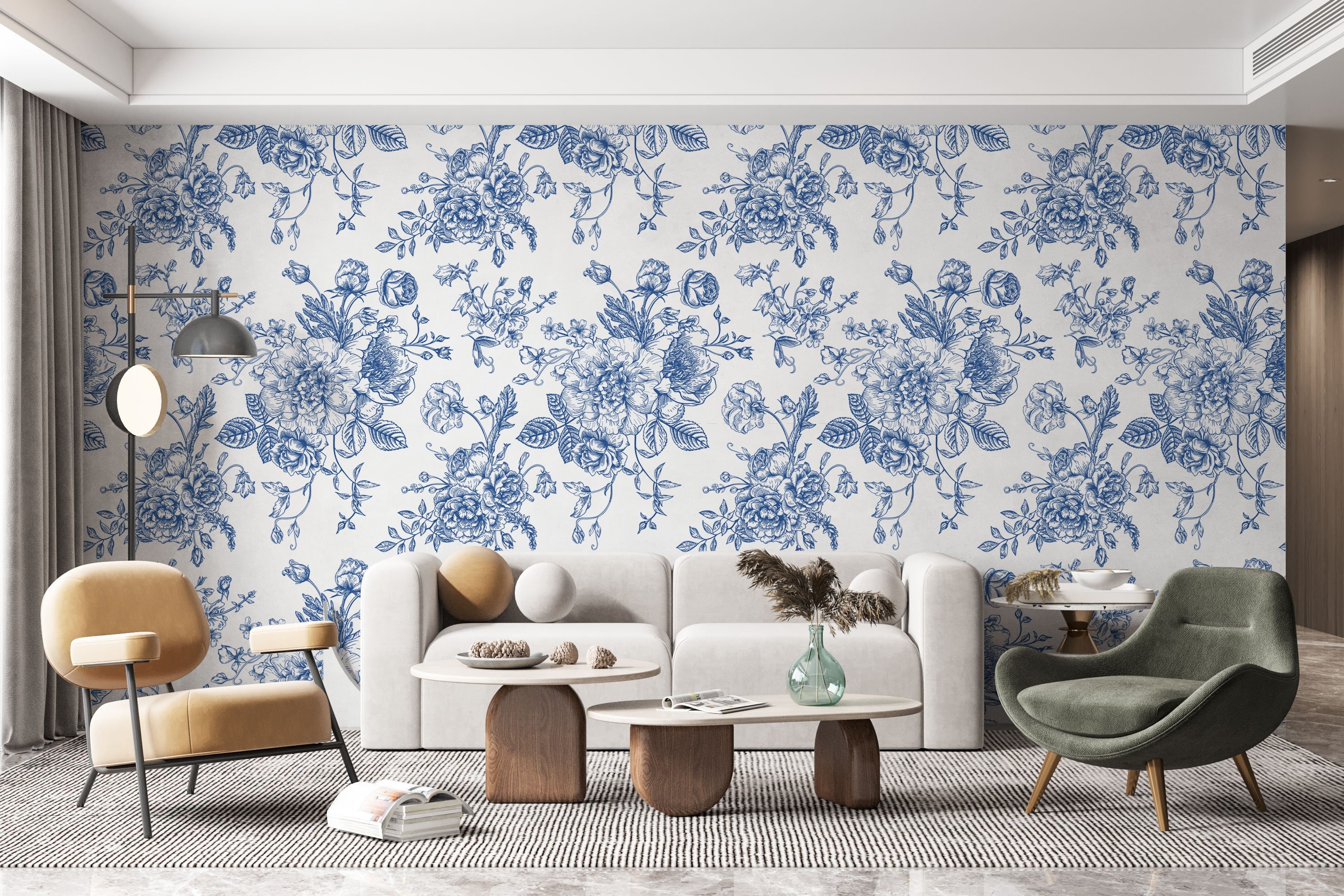 Blue And White Floral Wallpaper For Walls