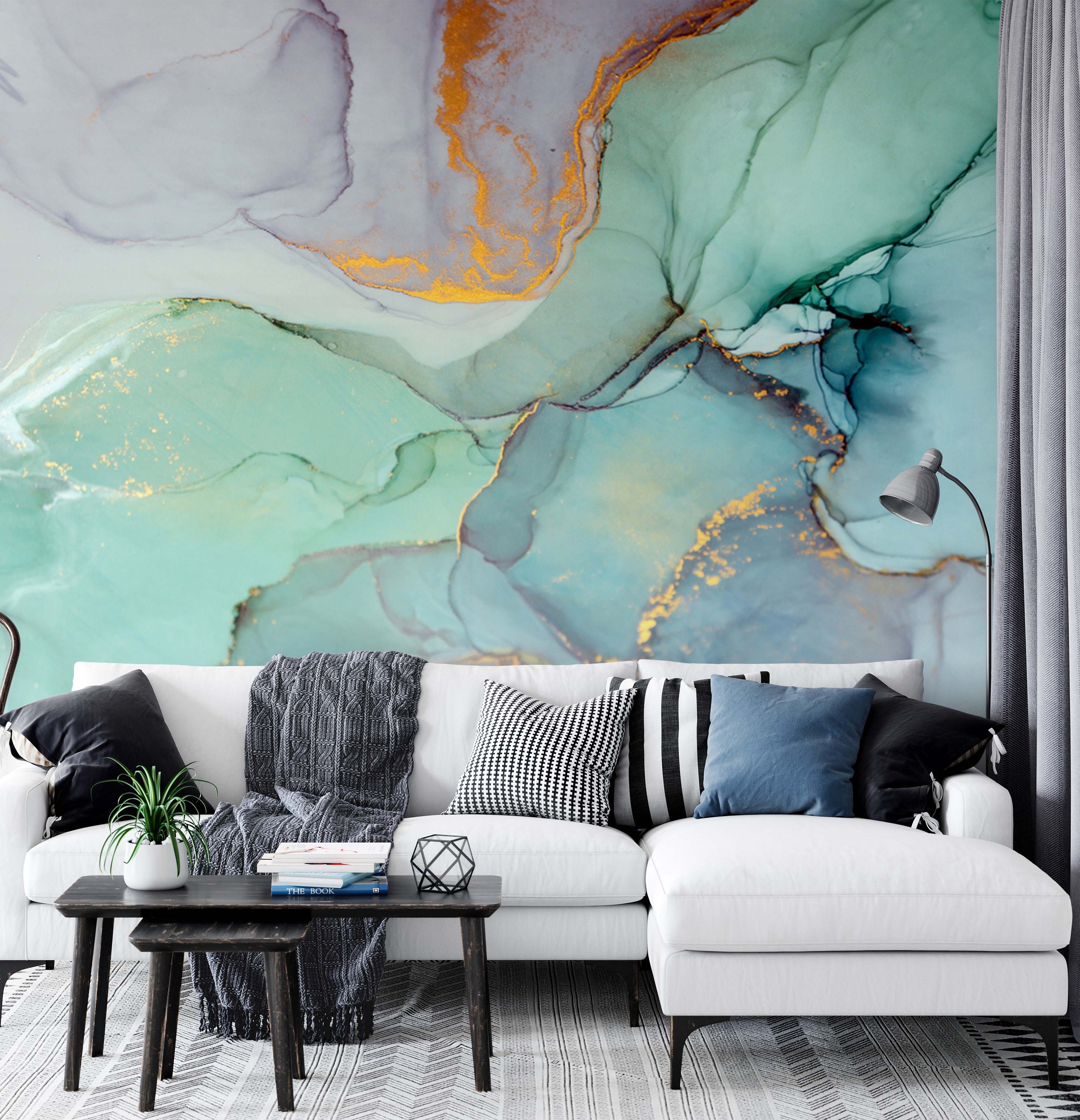 Illustration Ink Paint Abstract Painting Green Wallpaper Self | Etsy