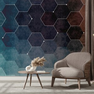Dark Hexagon Geometric Wallpaper Self Adhesive Peel and Stick Wall ...