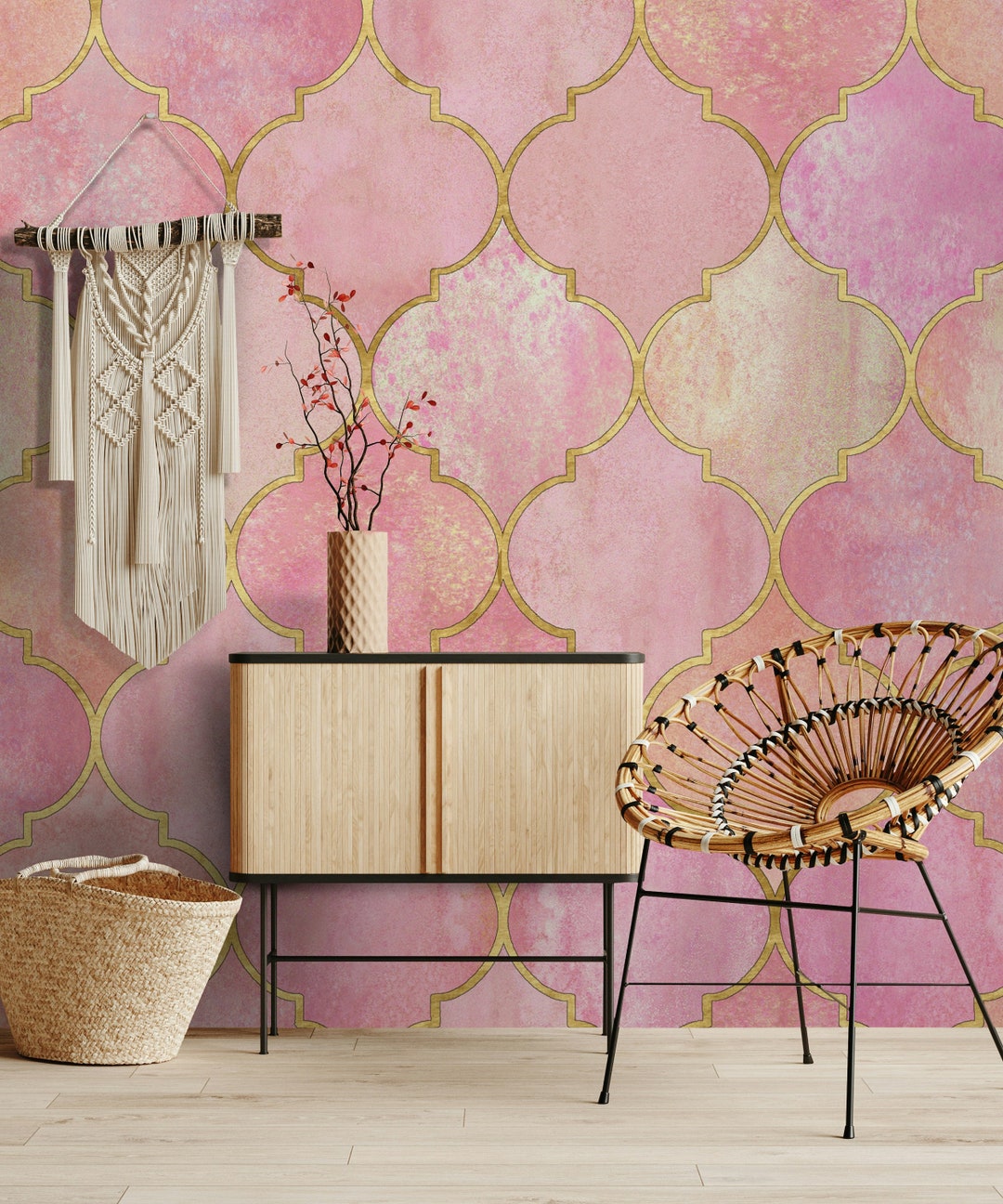 Geometric Ellipse Wallpaper, Peel and Stick Scandinavian Wall Mural - Etsy