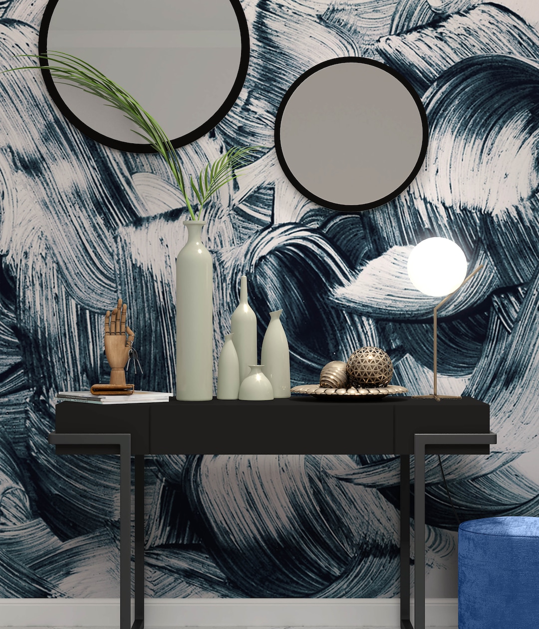 Abstract Big Wave Wallpaer Slalom Vector Wall Decor Removable - Etsy