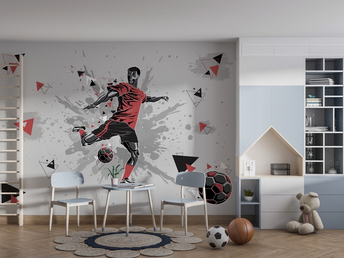 Sports Wallpaper Football Wall Mural Soccer Player Wall Art Kicking ...