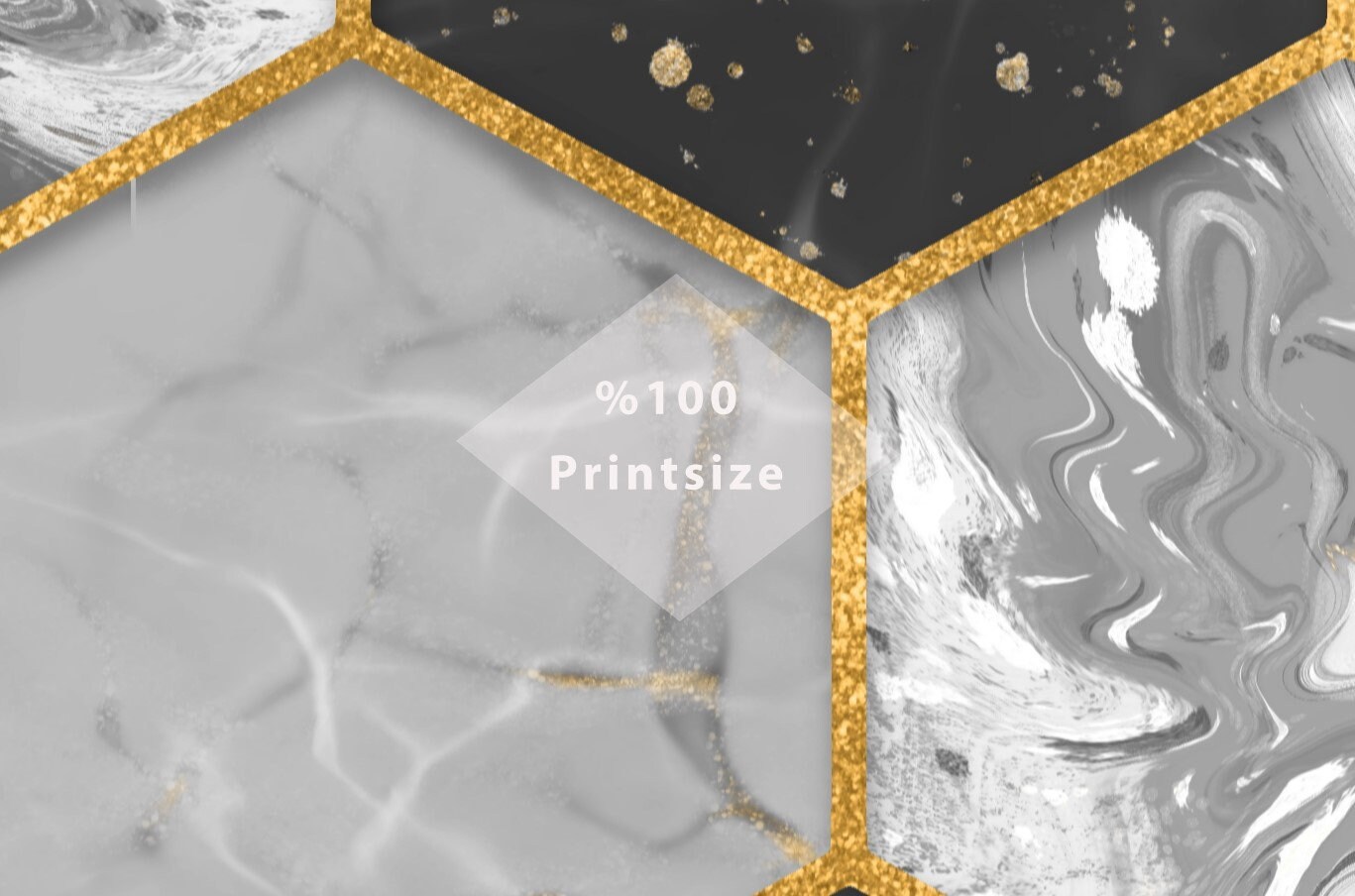 Marble Hexagon Texture With Golden Look Abstract Geometric | Etsy