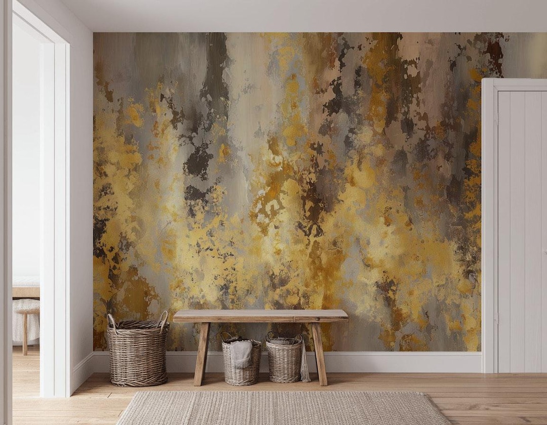 Gold Look Textured Wallpaper Abstract Peel and Stick Metallic Wall ...