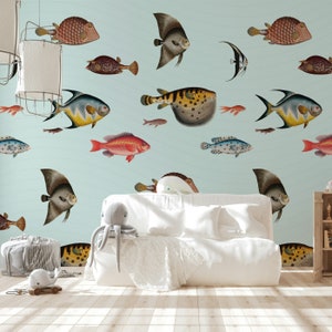 Diverses Fishes Wallpaper Ocean Wall Decor Removable - Etsy