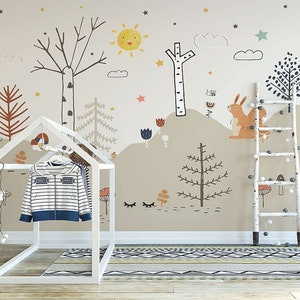 Kids Autumn Effect Wallpaper Mountain Range Peel and Stick Wall Mural ...