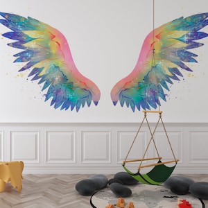 Colorful Angel Wings Wallpaper Modern Art Wall Decoration - Etsy