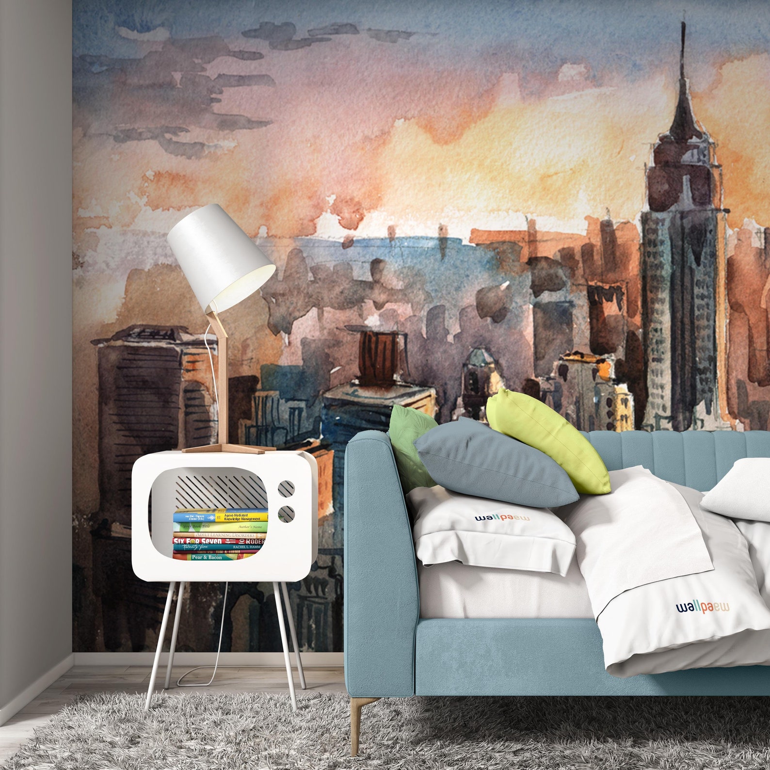 Manhattan Skyscrapers Wallpaper Towers City Wall Decor - Etsy