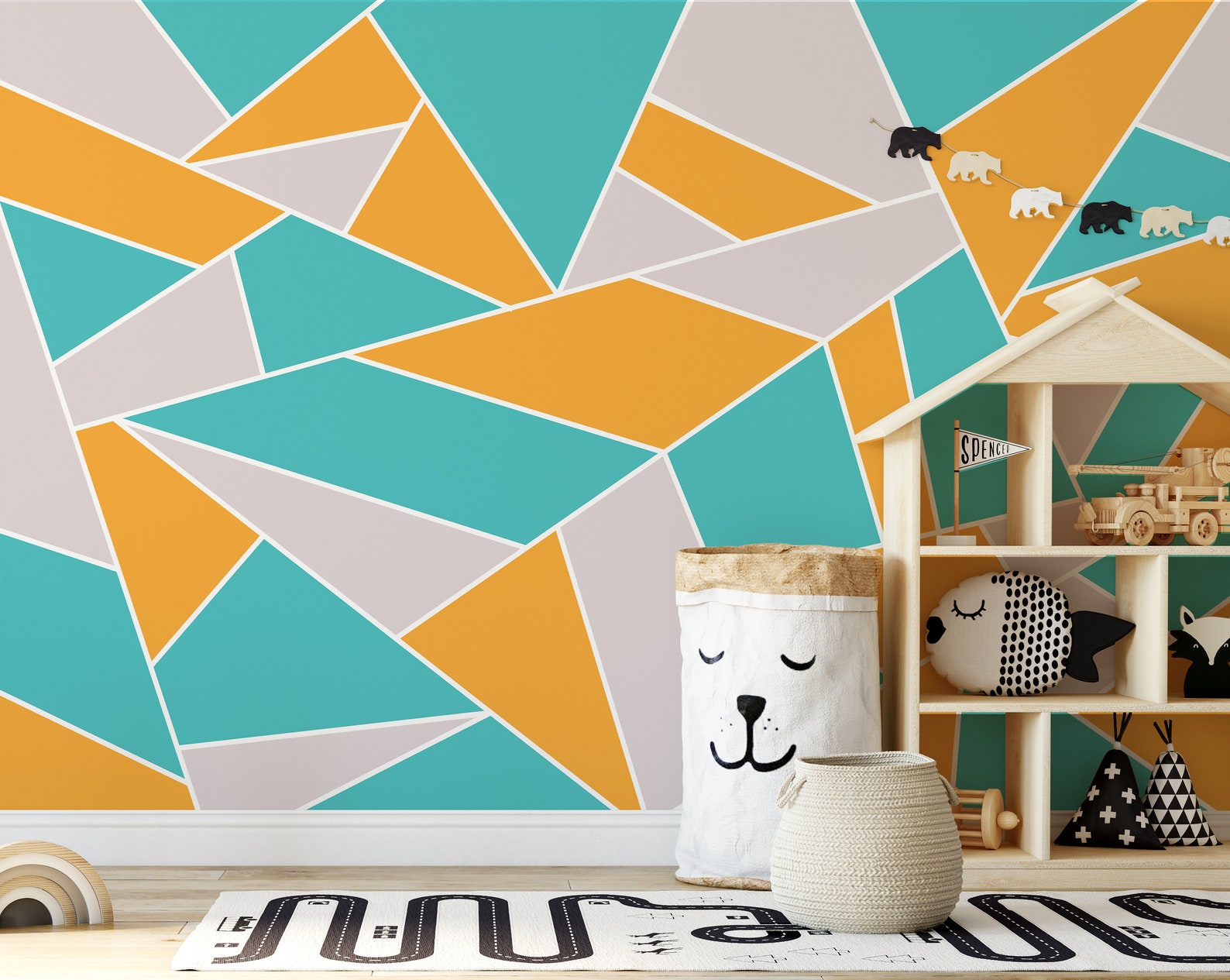 Geometric Colorful Trapezoid Shapes Modern Design Wallpaper - Etsy
