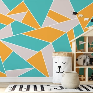 Geometric Colorful Trapezoid Shapes Modern Design Wallpaper Self ...