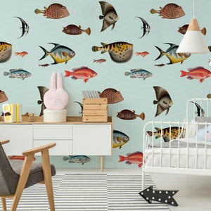 Diverses Fishes Wallpaper Ocean Wall Decor Removable - Etsy