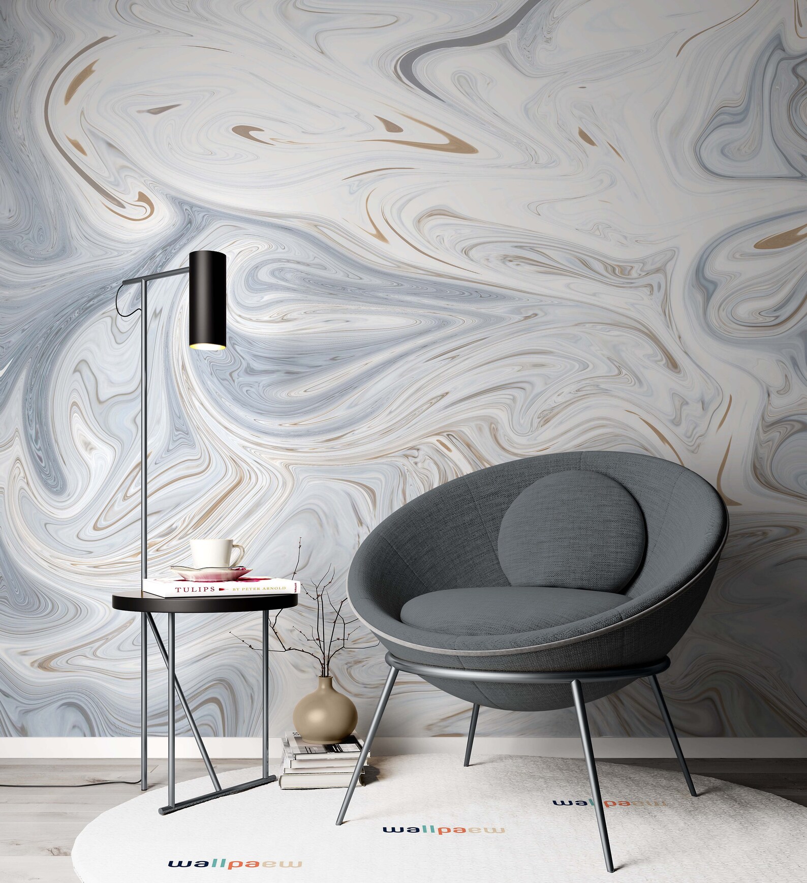 Abstract Painting White and Gray Background Modern Wallpaper - Etsy