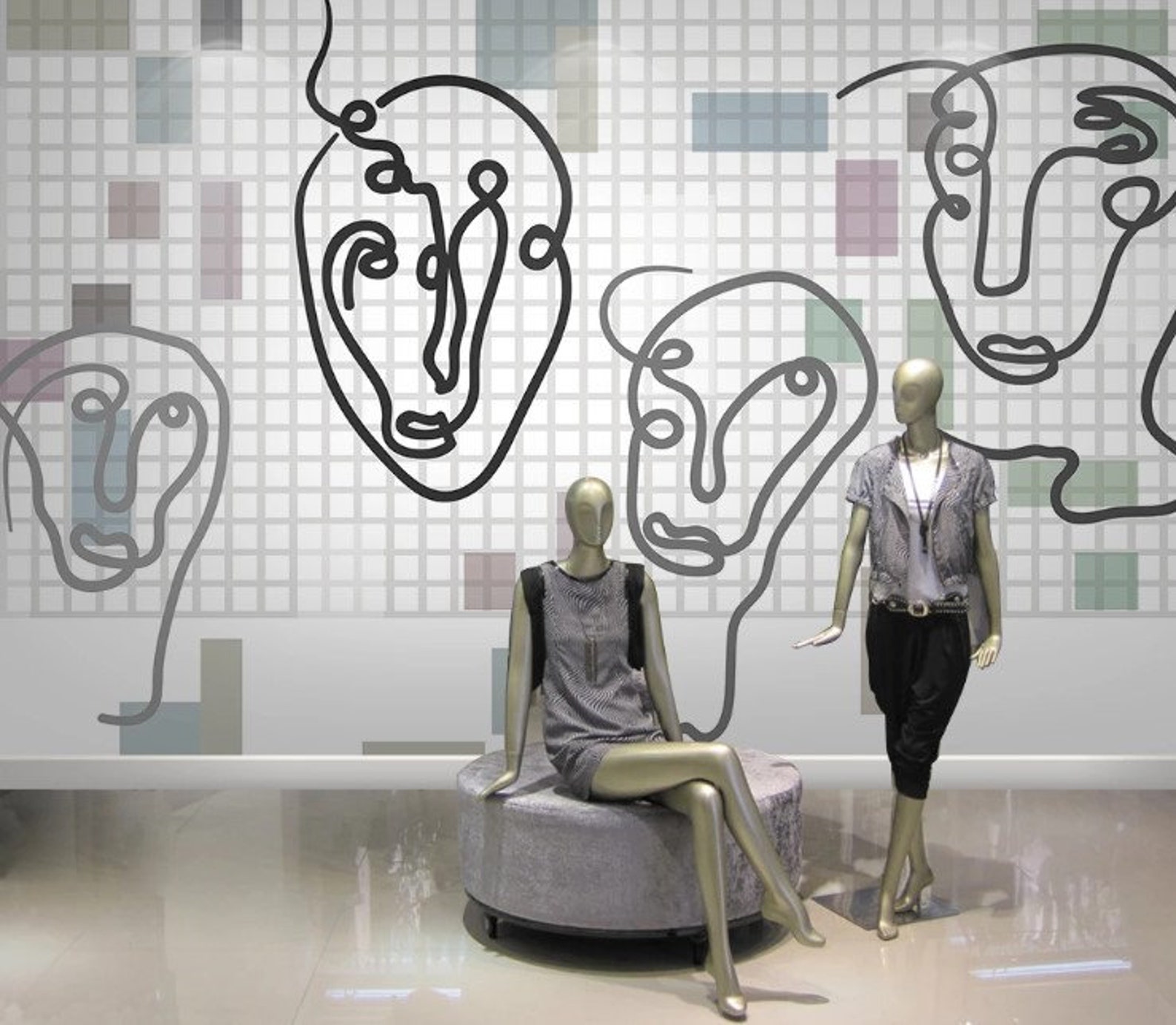 Human Face Wallpaper Abstract Peel and Stick Minimalistic Wall - Etsy