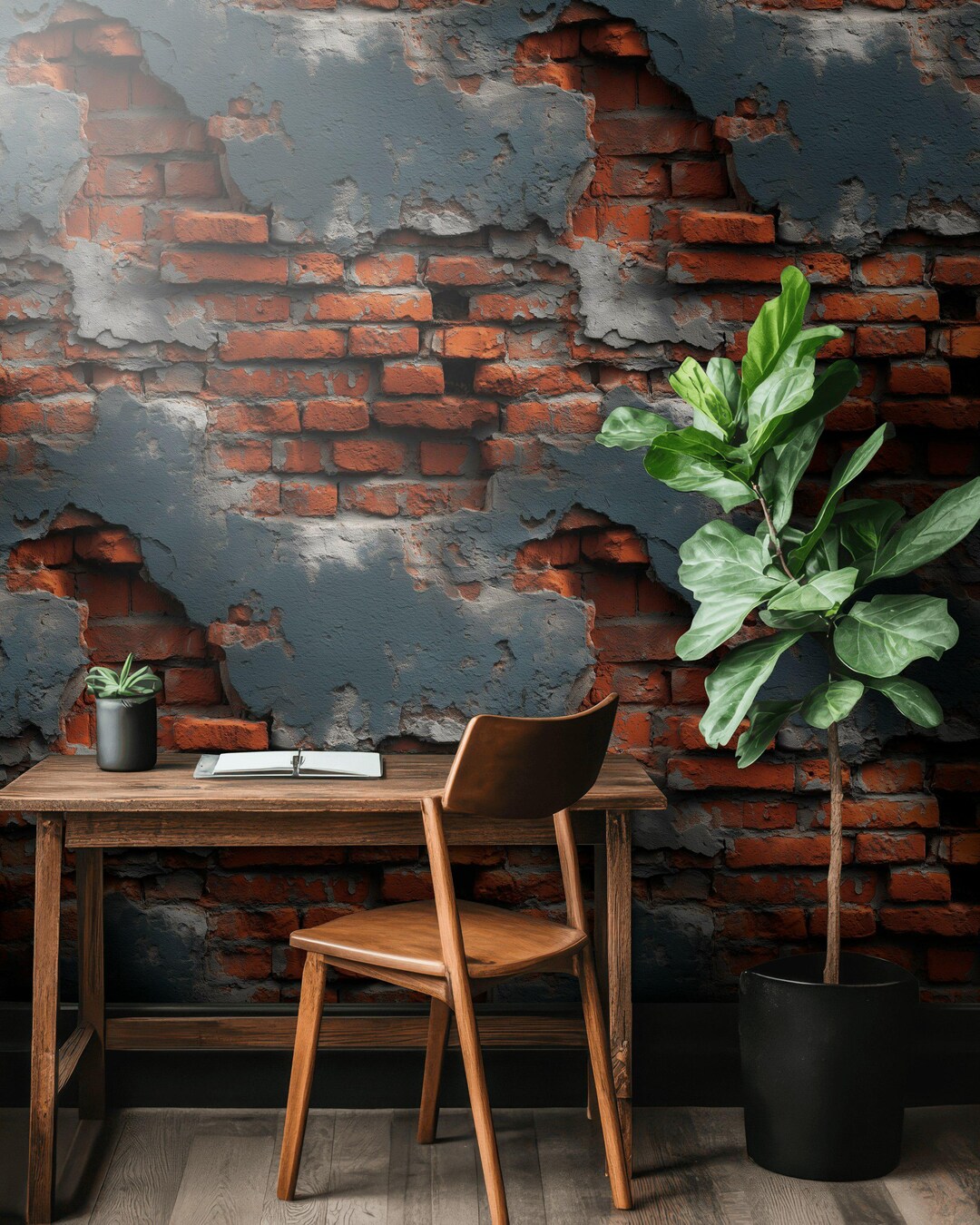 Brick Texture Wallpaper Industrial Peel and Stick Rustic Wall Mural - Etsy