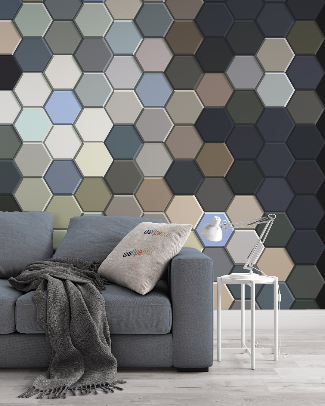 Hexagon Wallpaper Geometric Shape Wall Decor Removable - Etsy