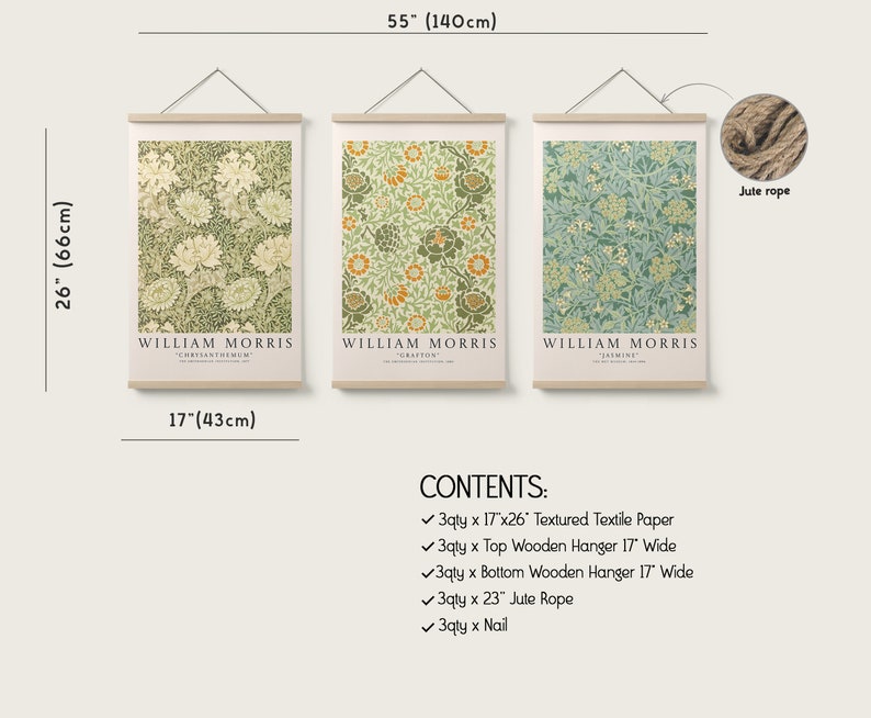 Green William Morris Poster Hanger Botanical Vintage Print William ...