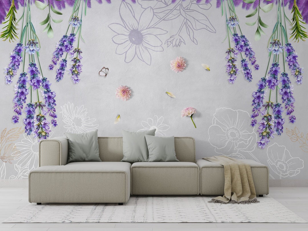 Wildflower Wallpaper Abstract Floral Wall Decor Removable - Etsy