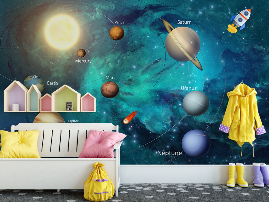 Solar System Starry Sky Planet Wallpaper Self Adhesive Peel & | Etsy