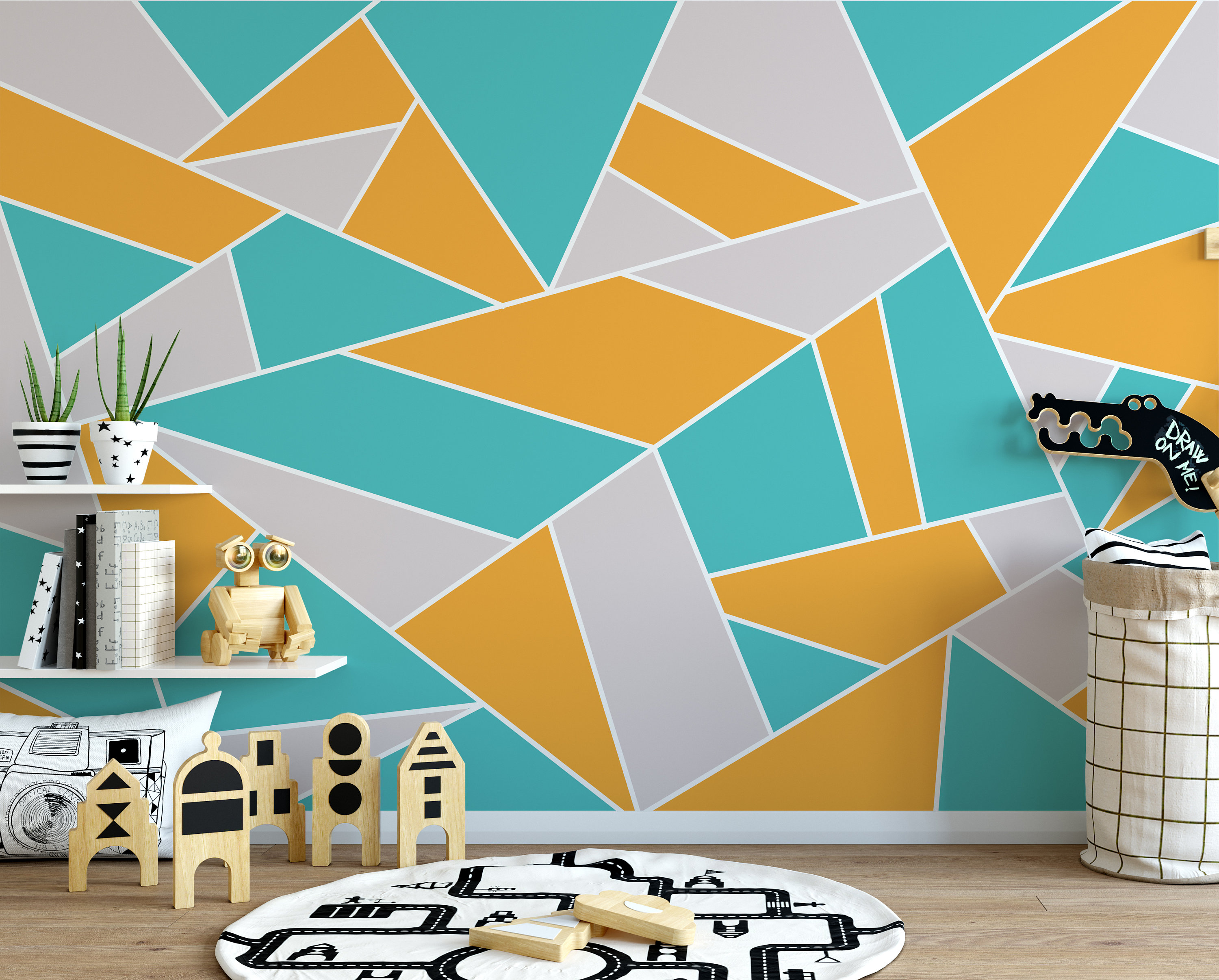 Geometric Colorful Trapezoid Shapes Modern Design Wallpaper | Etsy