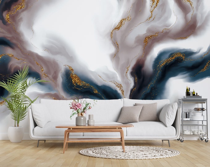 Modern Grey Abstract Watercolor Wallpaper Contemporary Home Accent Chic ...