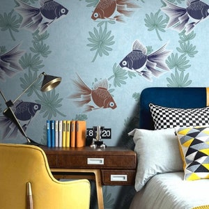 Colorful Fishes on the Blue Background Animal Wallpaper Self Adhesive ...