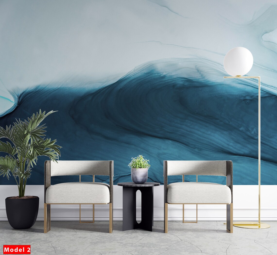 Abstract Fluid Sea Ocean Texture Luxury Background Wallpaper | Etsy