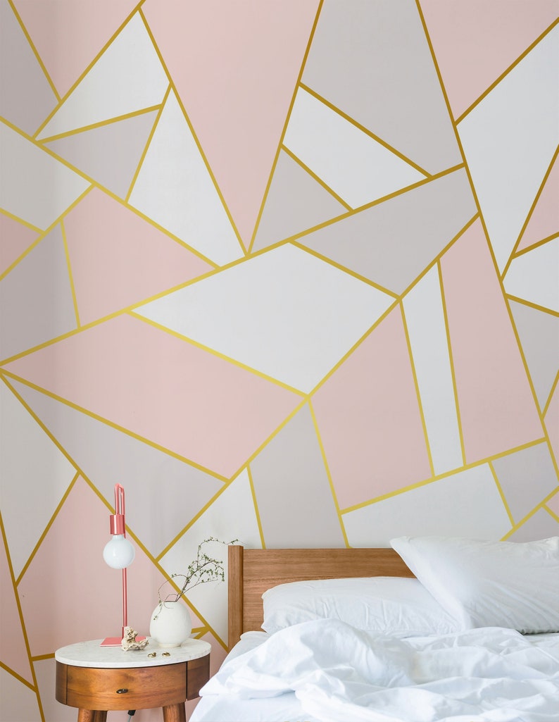 Geometric Triangle Wallpaper - Scandinavian Peel and Stick Wall Mural ...