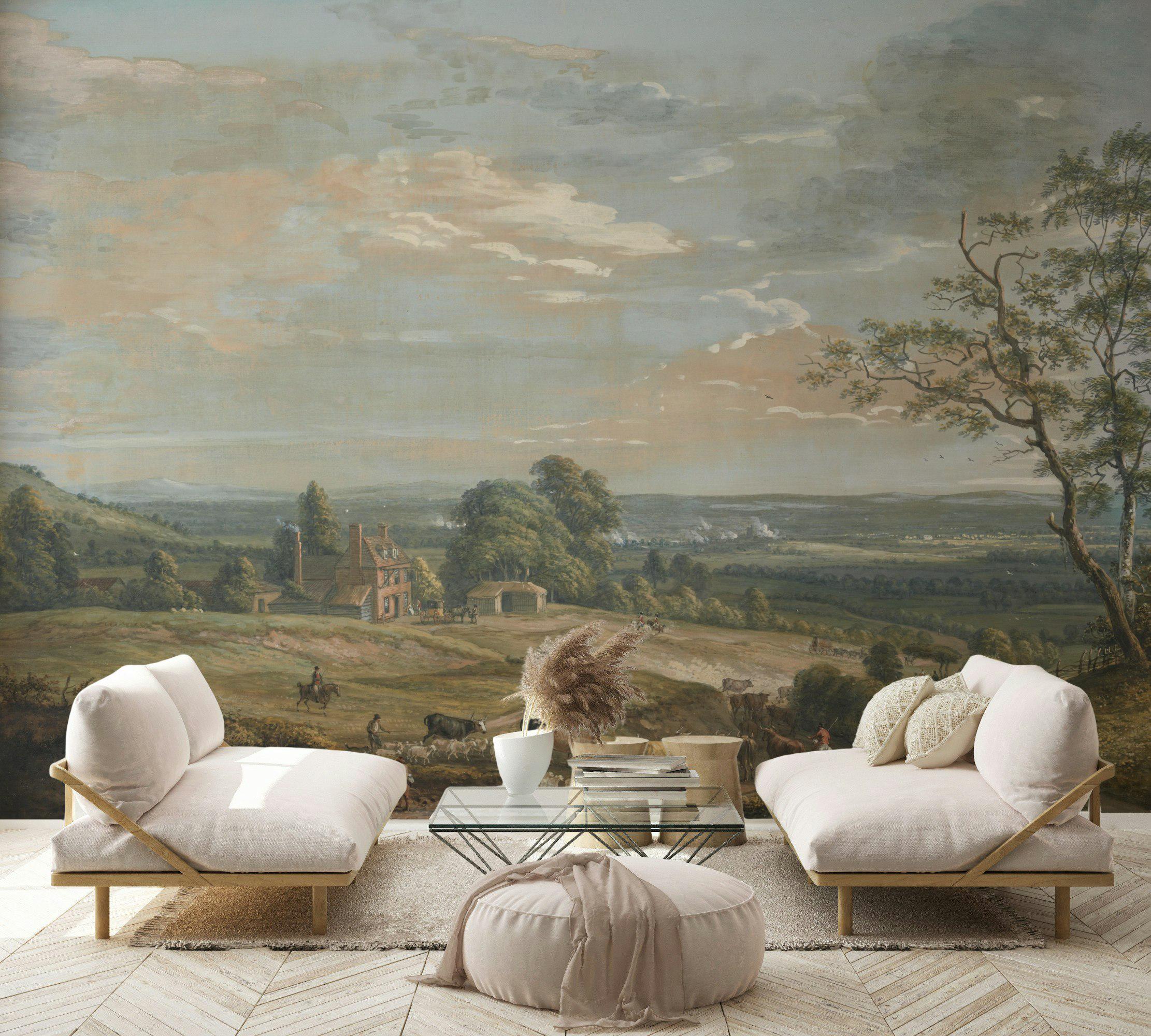 Classic Countryside Wallpaper Mural A Distant View of Maidstone Scenic ...
