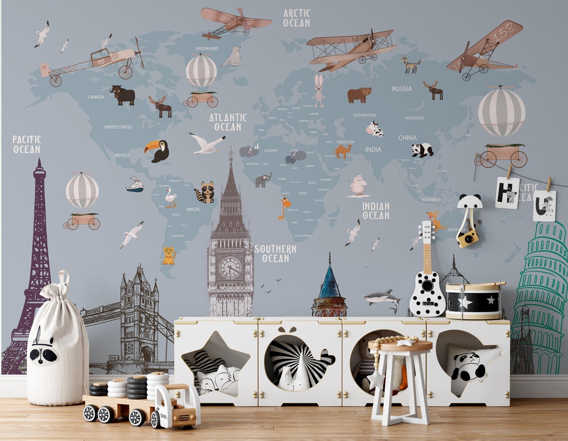 Wallpaper Architectural Structures Self-adhesive Funny World - Etsy