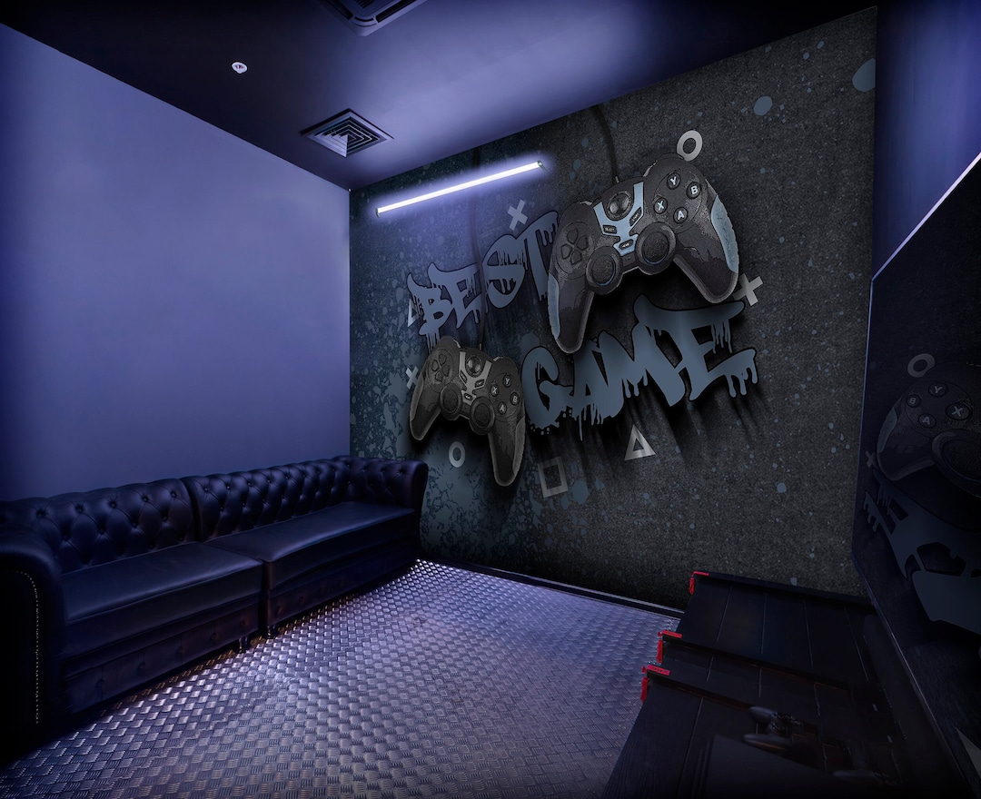 Game Room Wallpaper Gaming Console Wall Mural Playground Peel and Stick ...