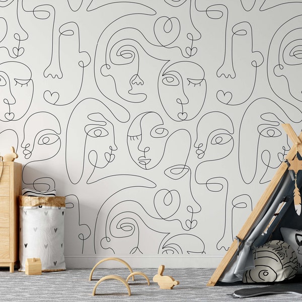Line Drawing Wall Mural - Etsy