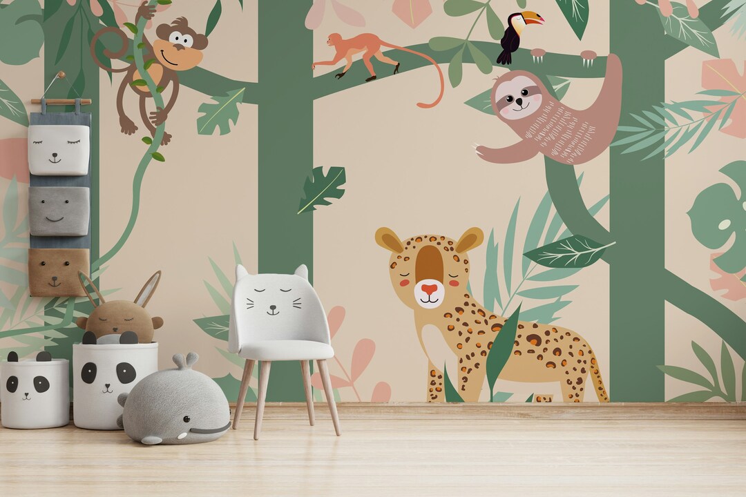 Cute Animals on Tree Branches in the Forest Monkey Koala Wallpaper Self ...