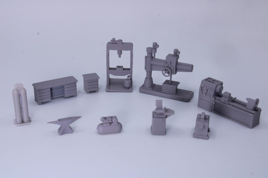 HO Scale Workshop Machines Set | 10-piece Metalworking Tools | OO Scale Compatible | Unpainted ...