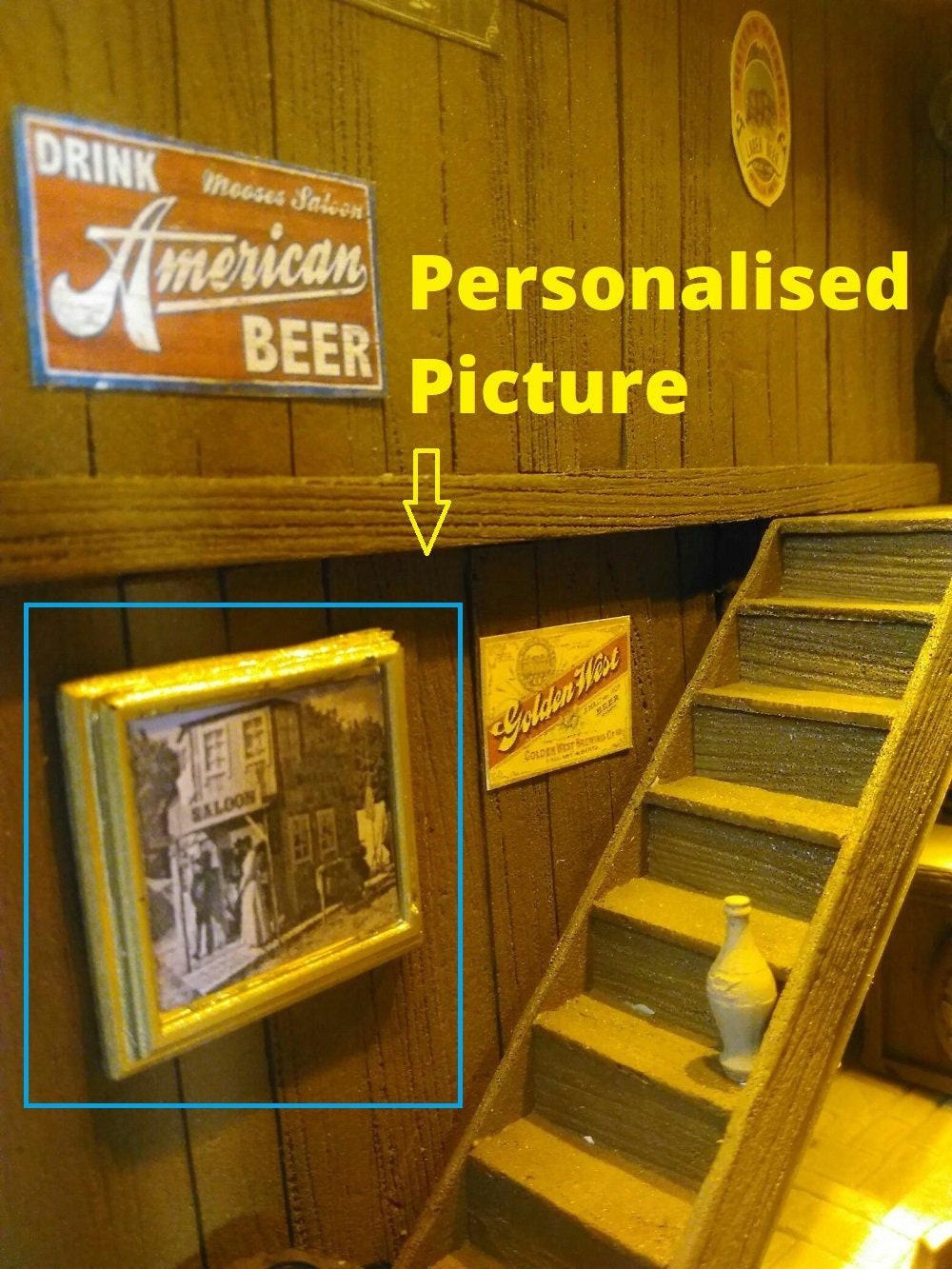 Miniature Pub Book Nook With LED Lights – Personalized Bookshelf Insert ...