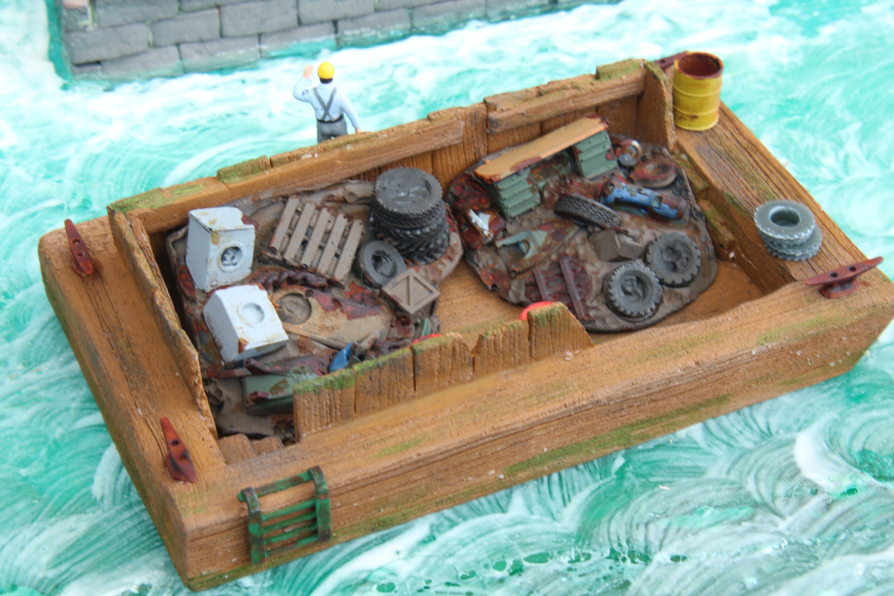 HO Scale Wooden Barge Model – Scrapyard/coal Load - Casted Resin - Etsy