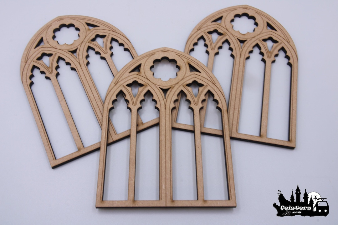 MDF Gothic Double Church Windows – Laser Cut Cathedral Style – 9x6cm ...