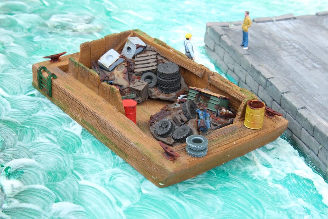 HO Scale Wooden Barge Model – Scrapyard/coal Load - Casted Resin - Etsy