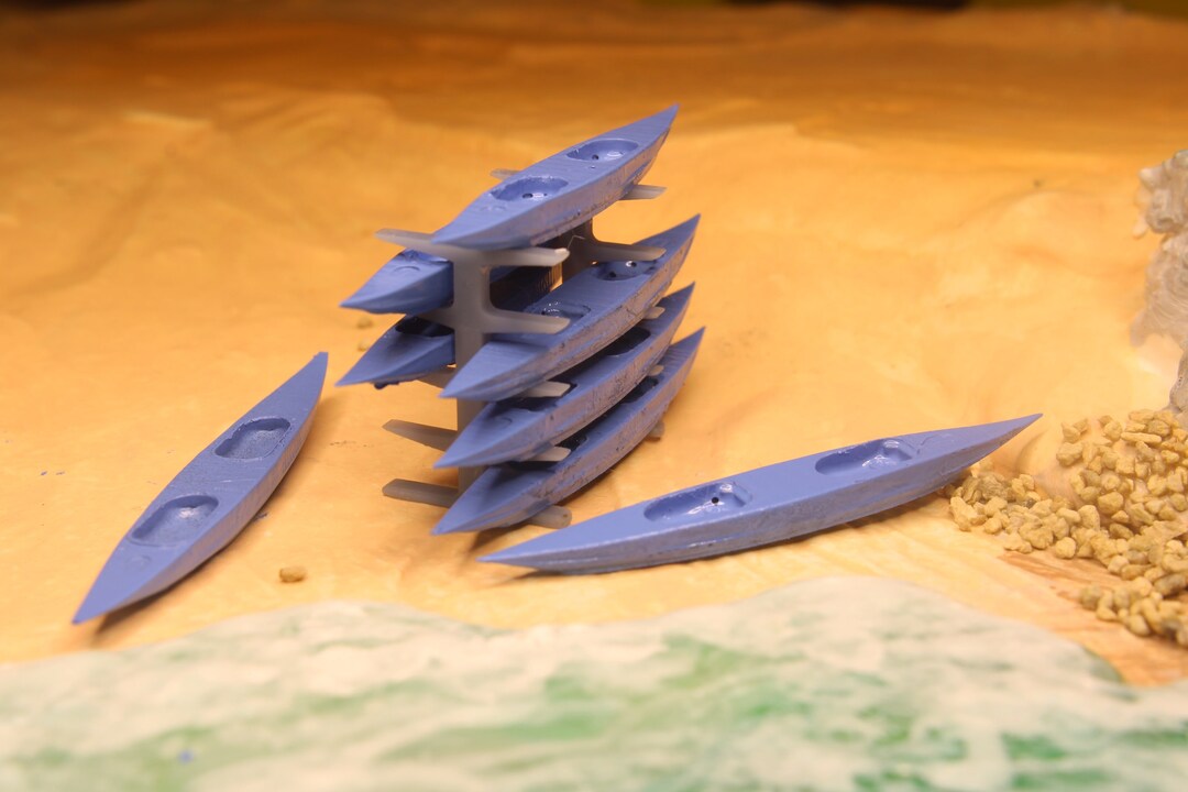 HO Scale Canoe Set With Rack | 8-piece Blue Resin Canoes | OO ...