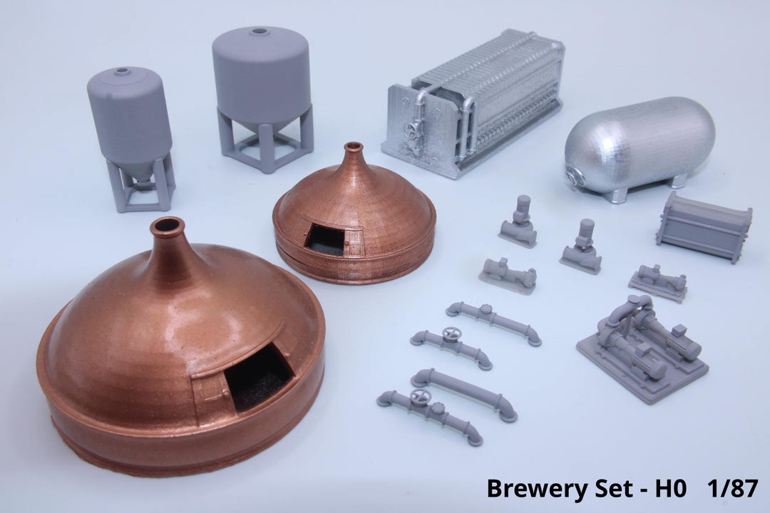 Miniature Brewery Set HO Scale 1:87 – 16 Resin Parts – Brew Kettles ...