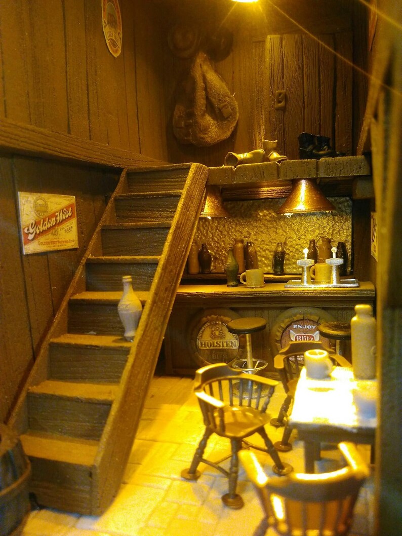 Miniature Pub Book Nook With LED Lights – Personalized Bookshelf Insert ...