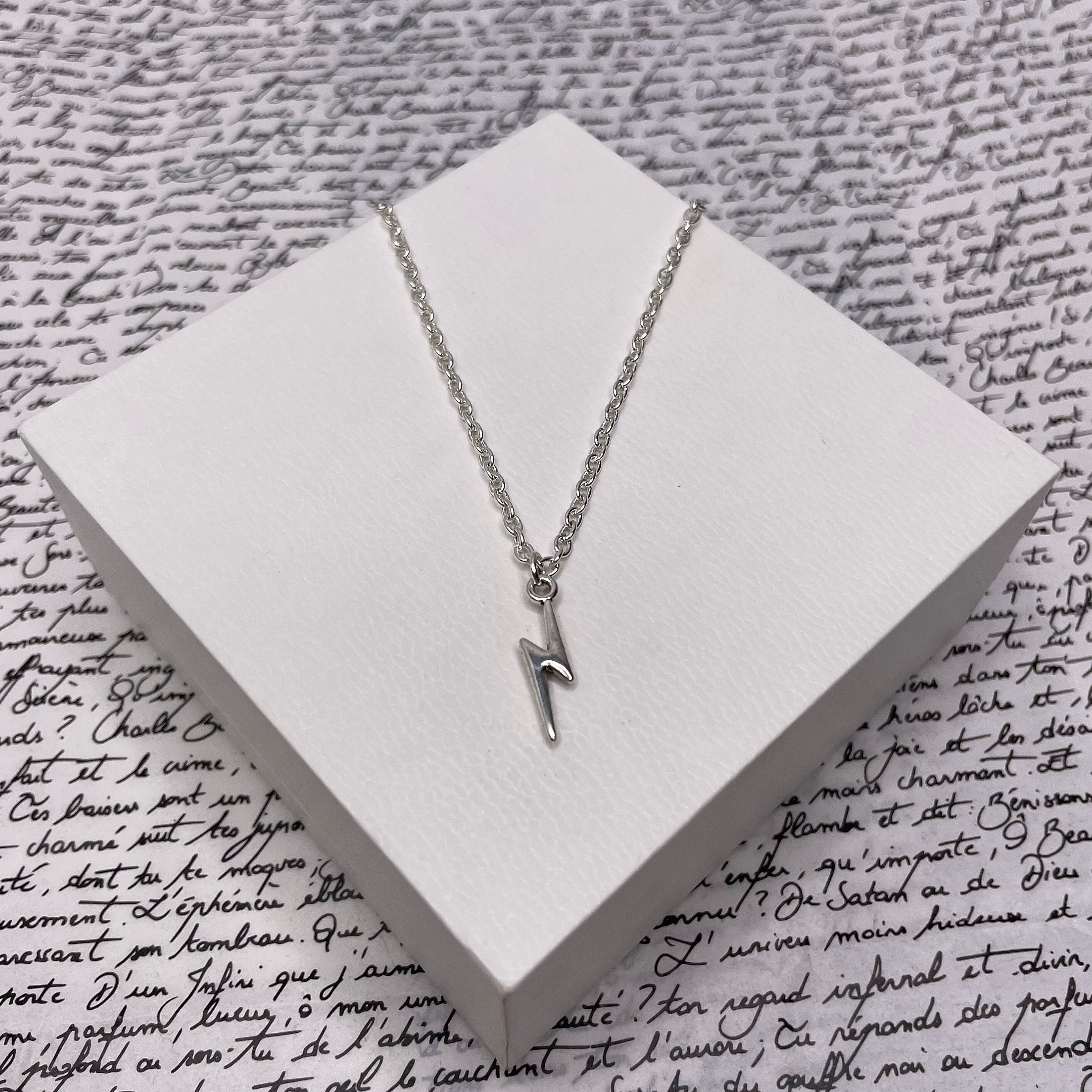 Lightning Bolt Silver Chain Necklace Pendant Jewellery Gift - Etsy