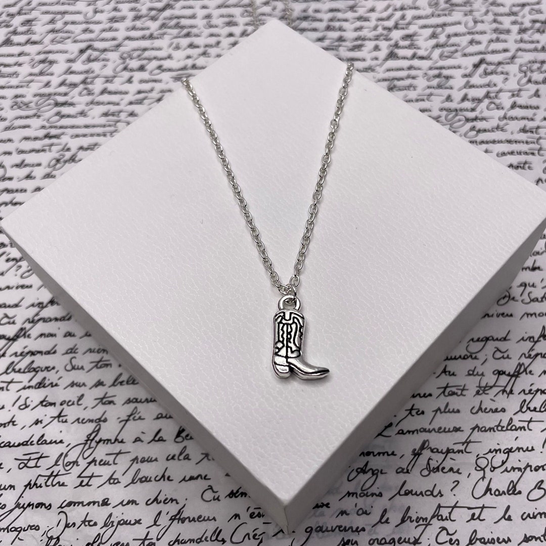 Cowboy Boot Silver Chain Necklace Pendant Jewellery Gift - Etsy