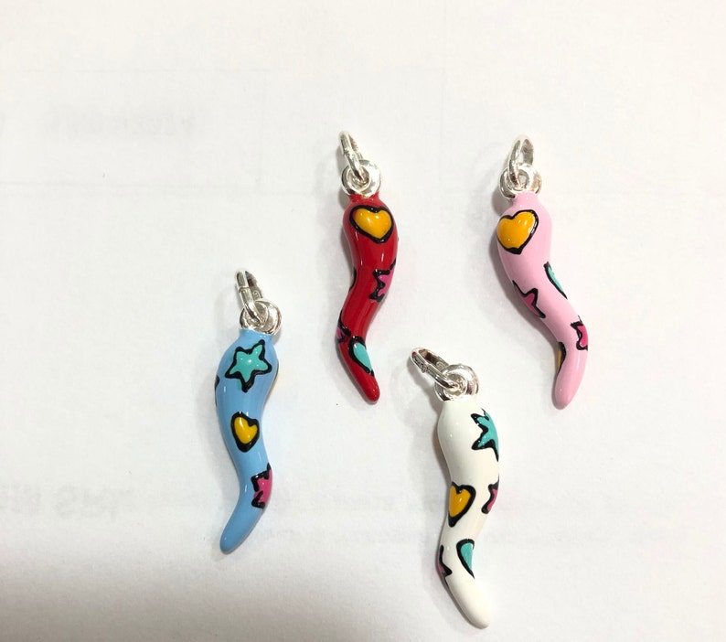 Coloured Enamelled Horn Pendant With Multicoloured Enamelled Shamrocks ...