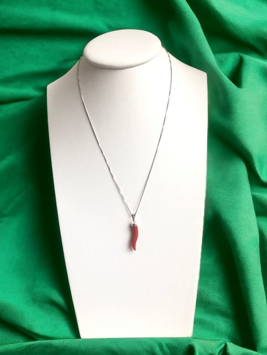 Coral Horn Pendant Mounted on Silver 925 , Horn Pendant, Red Coral ...