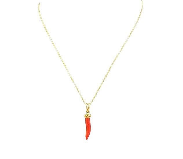Red Coral Horn Pendant With Silver 925 Perforated Hood, Red Coral, Horn ...